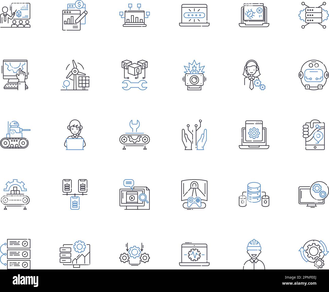 Modernization Industry Line Icons Collection Digitization Automation Innovation Technology