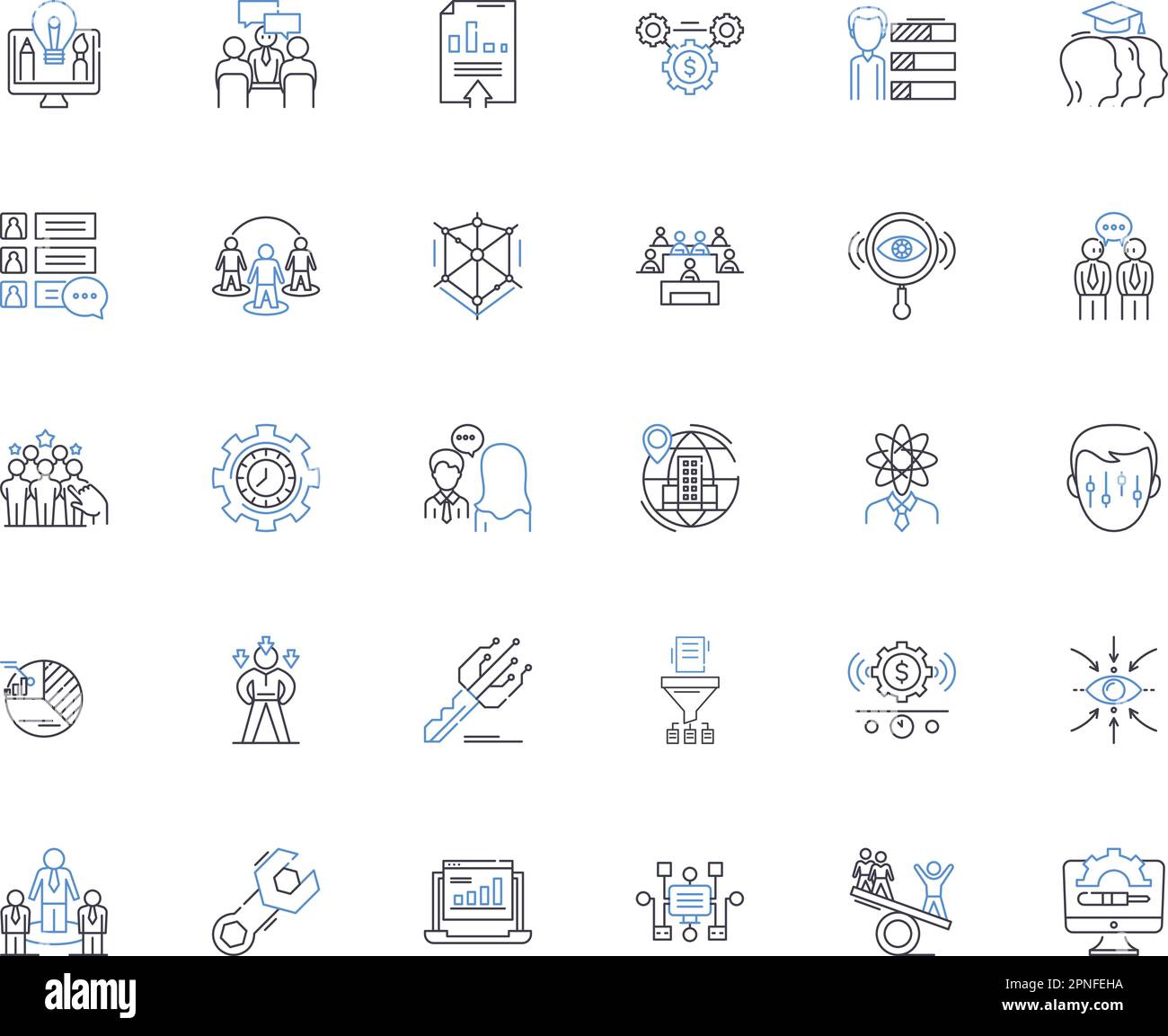 Business Collaboration Line Icons Collection Cooperation Nerking