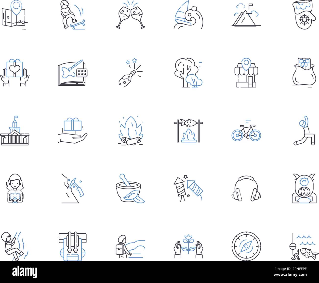 Amusement endeavors line icons collection. Thrilling, Exhilarating, Fun ...
