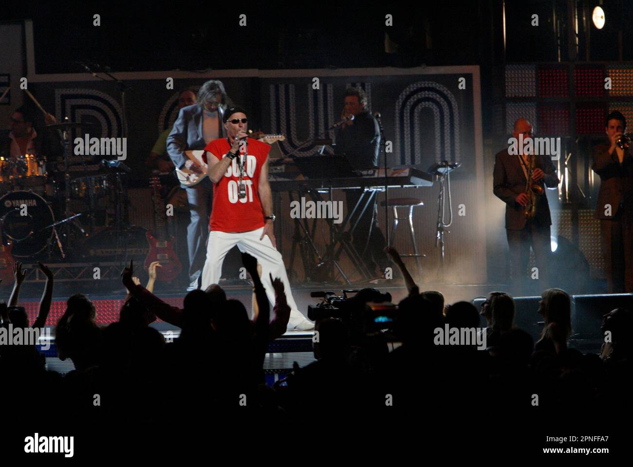 Robin Scott, who under the name 'M' had a 1979 hit song titled 'Pop Muzik', performing live at ...