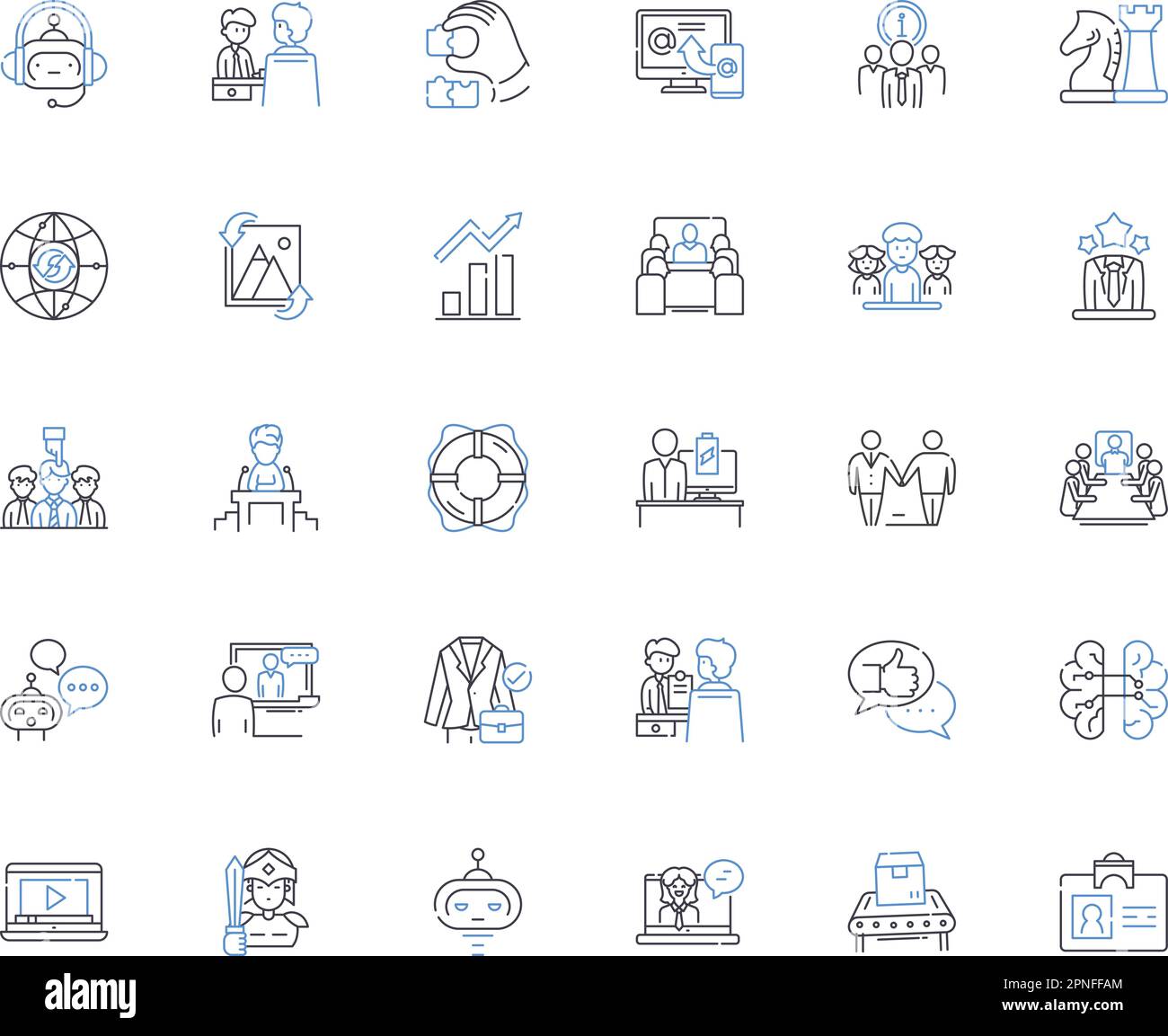 Executive path line icons collection. Leadership, Strategy, Decision ...