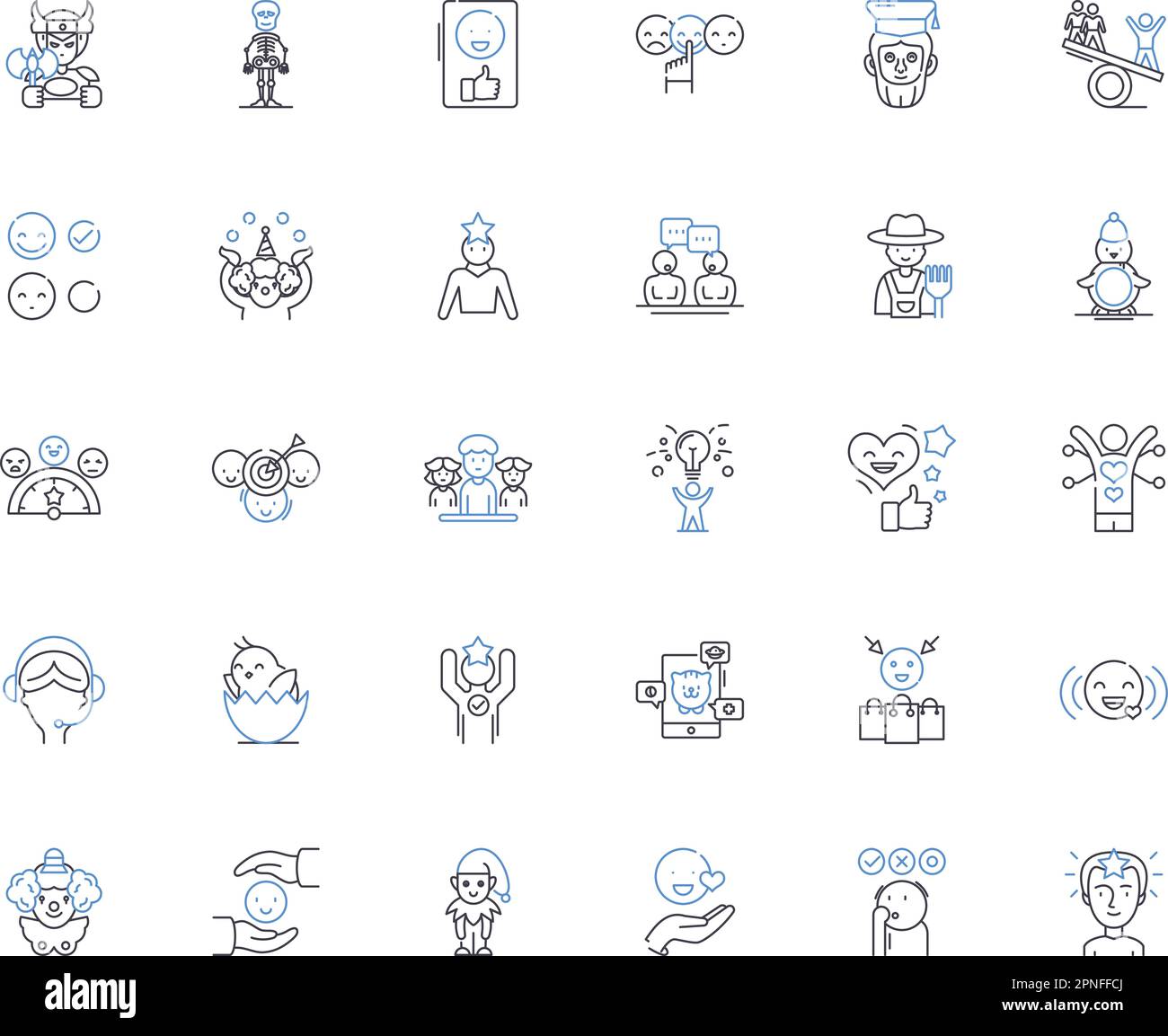 Clowns line icons collection. laughter, entertainment, makeup, balloons ...