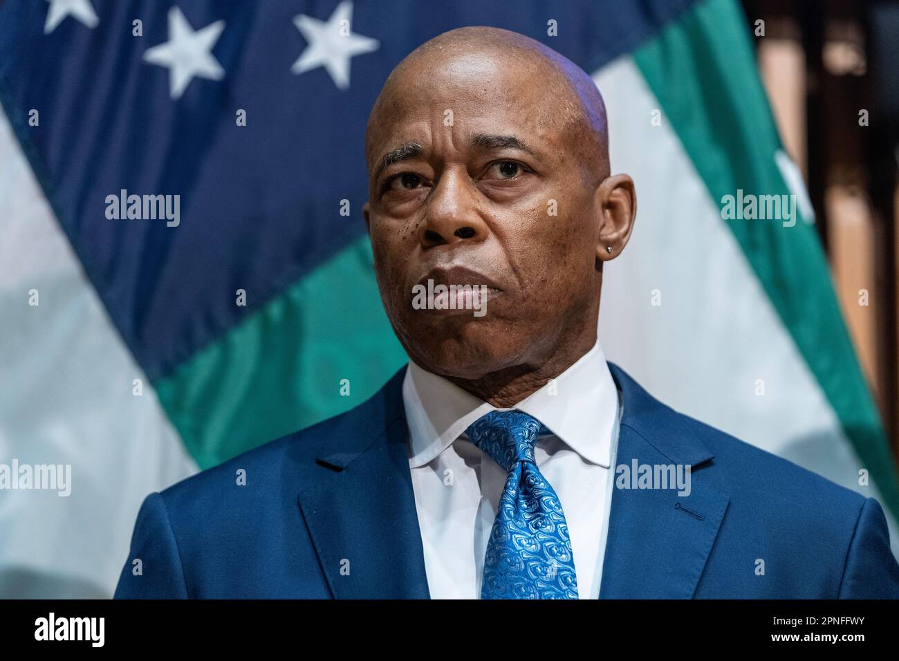 Mayor Eric Adams attends briefing on arrest of suspects in connection ...