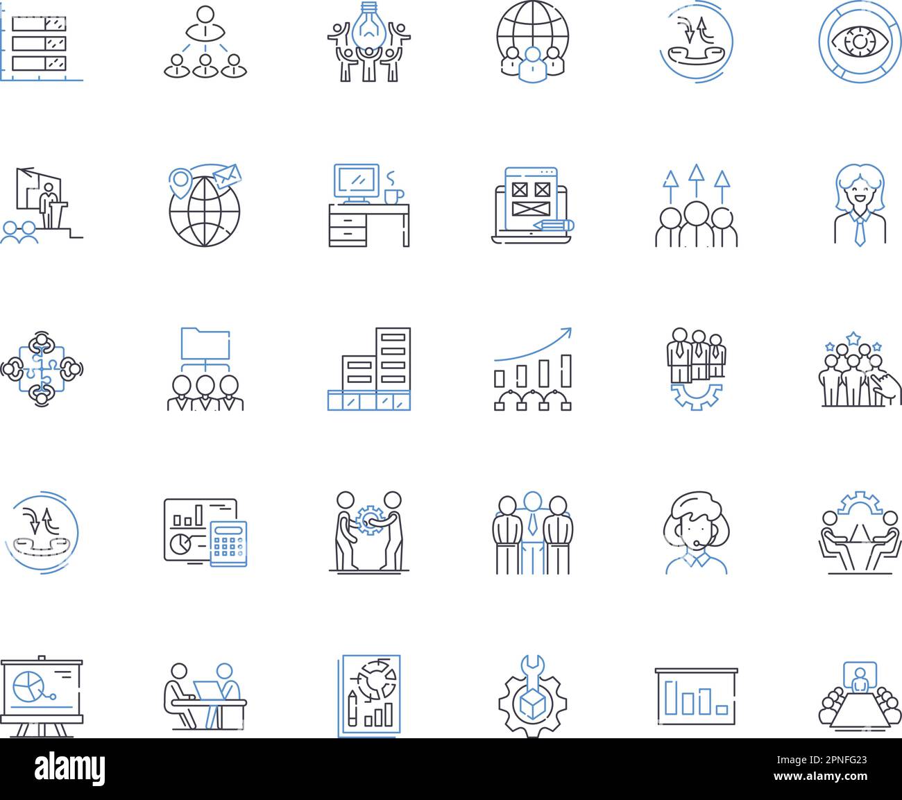 Offshoring provider line icons collection. Outsourcing, Globalization ...
