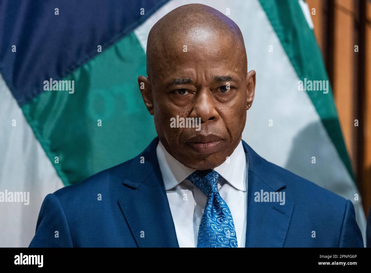 Mayor Eric Adams attends briefing on arrest of suspects in connection ...