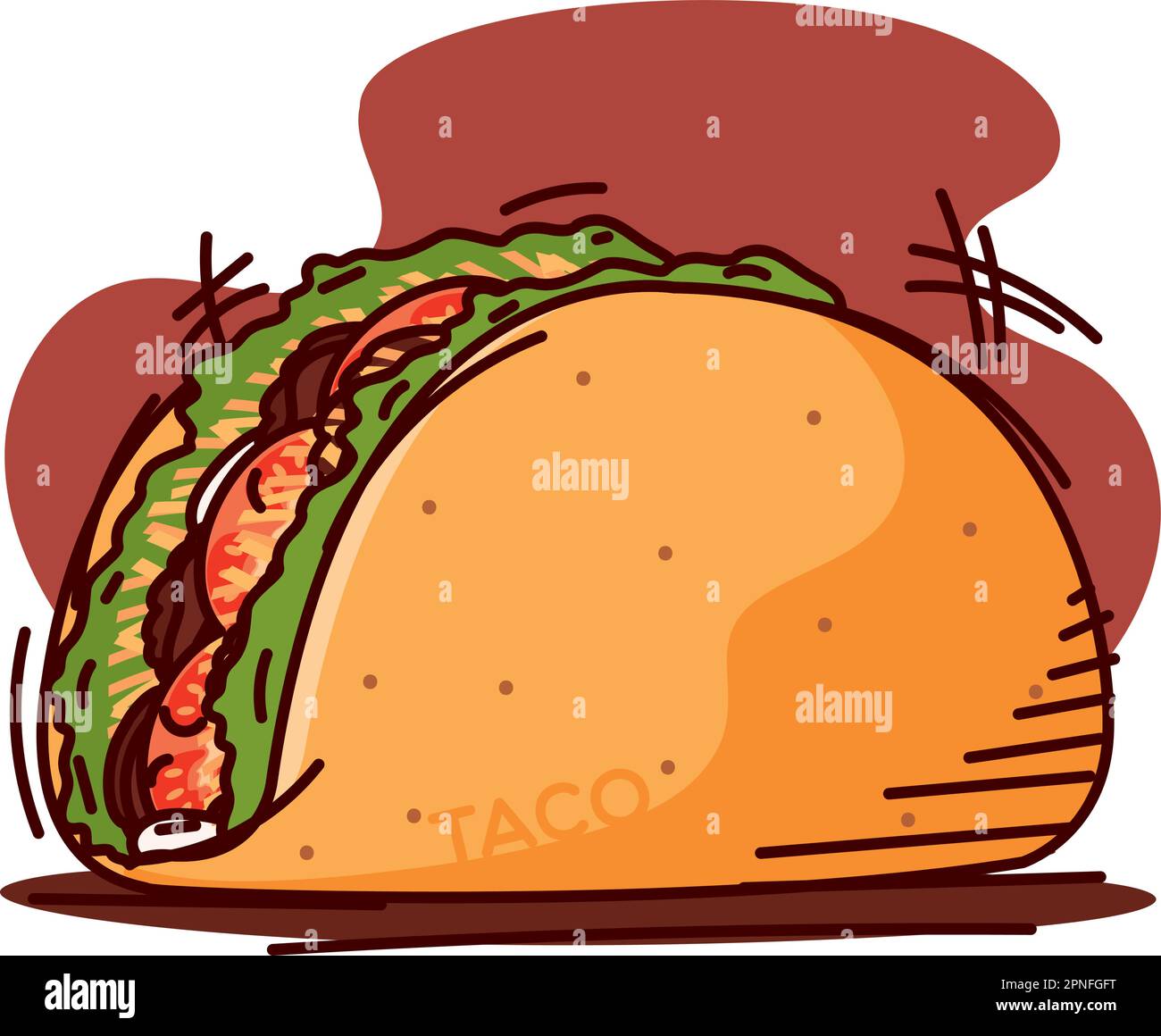 Isolated colored retro taco sketch image Vector Stock Vector Image ...
