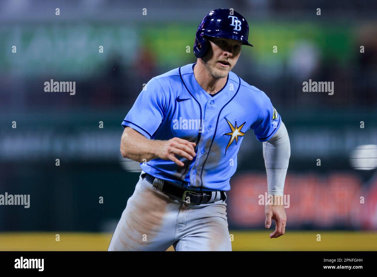 Tampa Bay Rays' Taylor Walls runs on the way to scoring on a double by ...