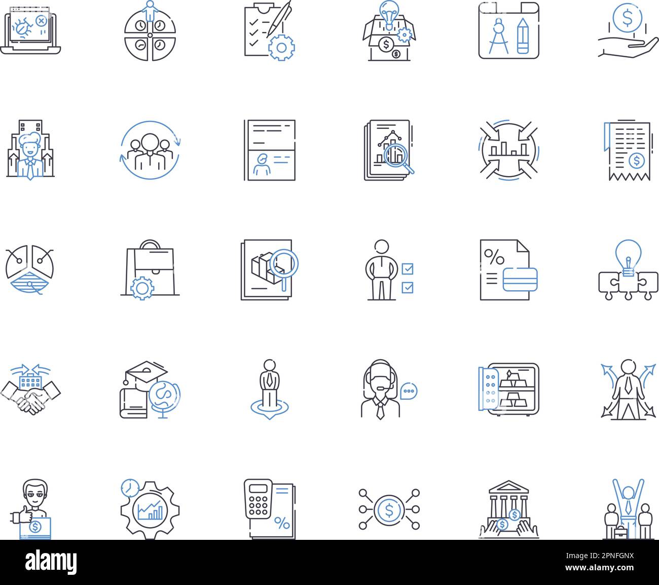 Financial plan line icons collection. investment, budget, saving ...