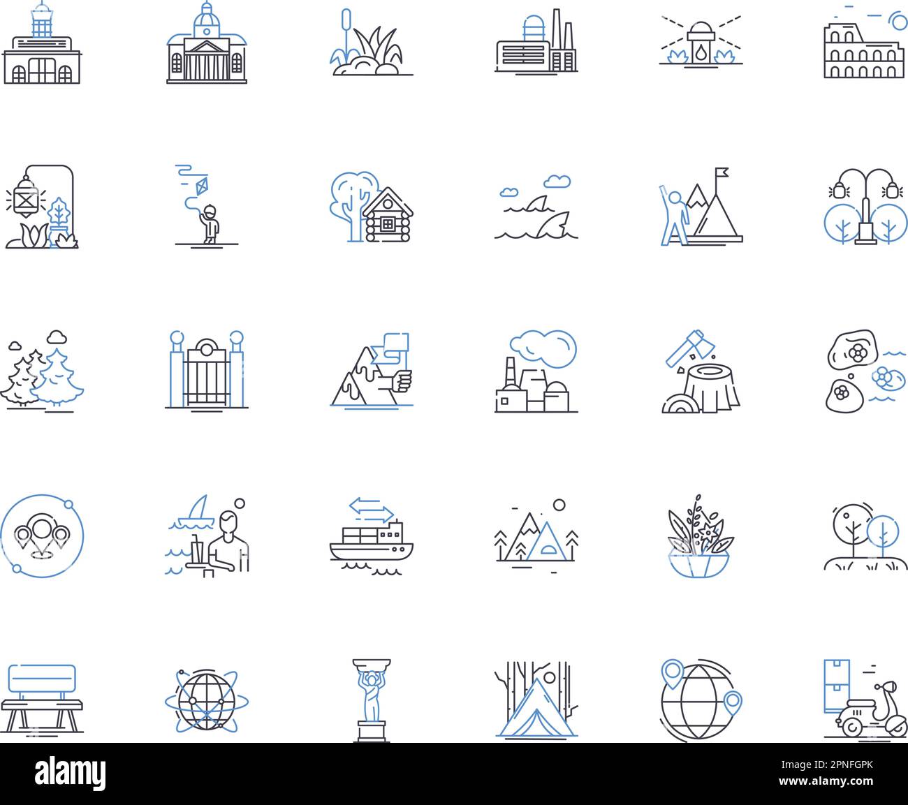 Skyscrapers and buildings line icons collection. Height, Architecture ...