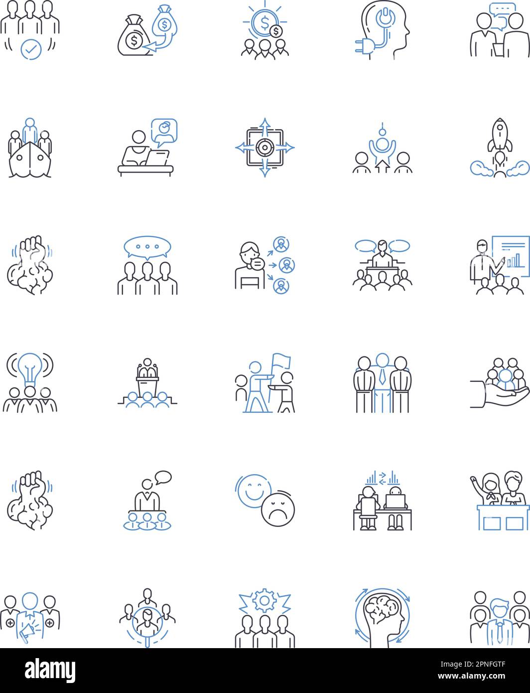 Collective Contribution Line Icons Collection Collaboration Synergy