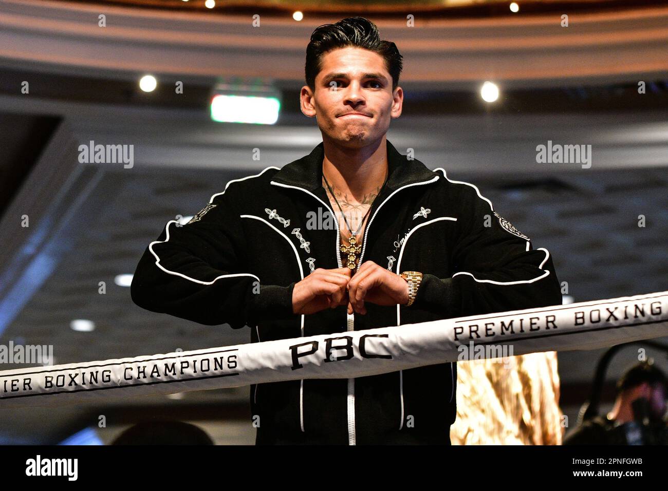 Las Vegas, NV, USA. 18th Apr, 2023. - Ryan Garcia at the Gervonta Davis ...