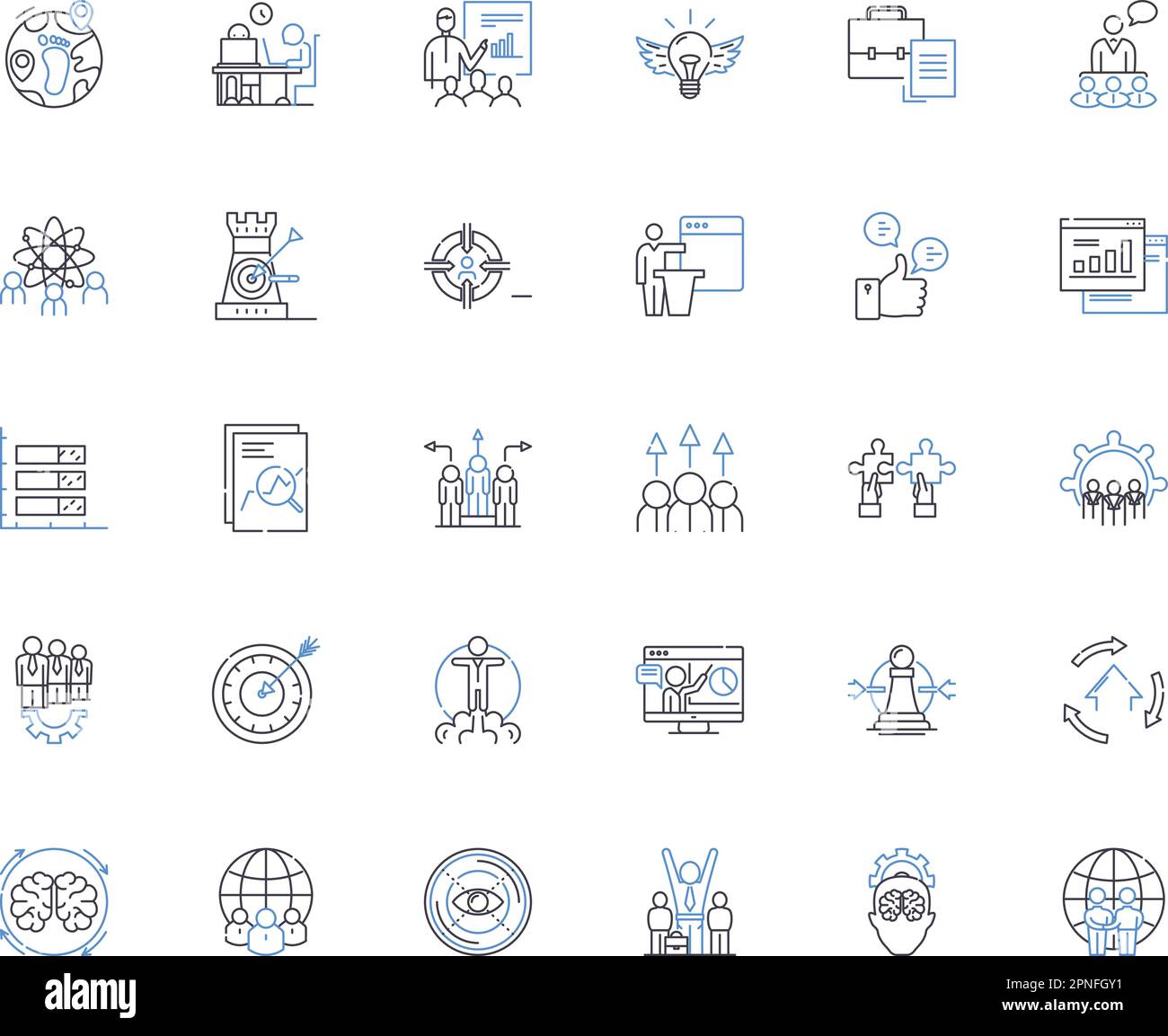 Division personnel line icons collection. Commanders, Officers ...