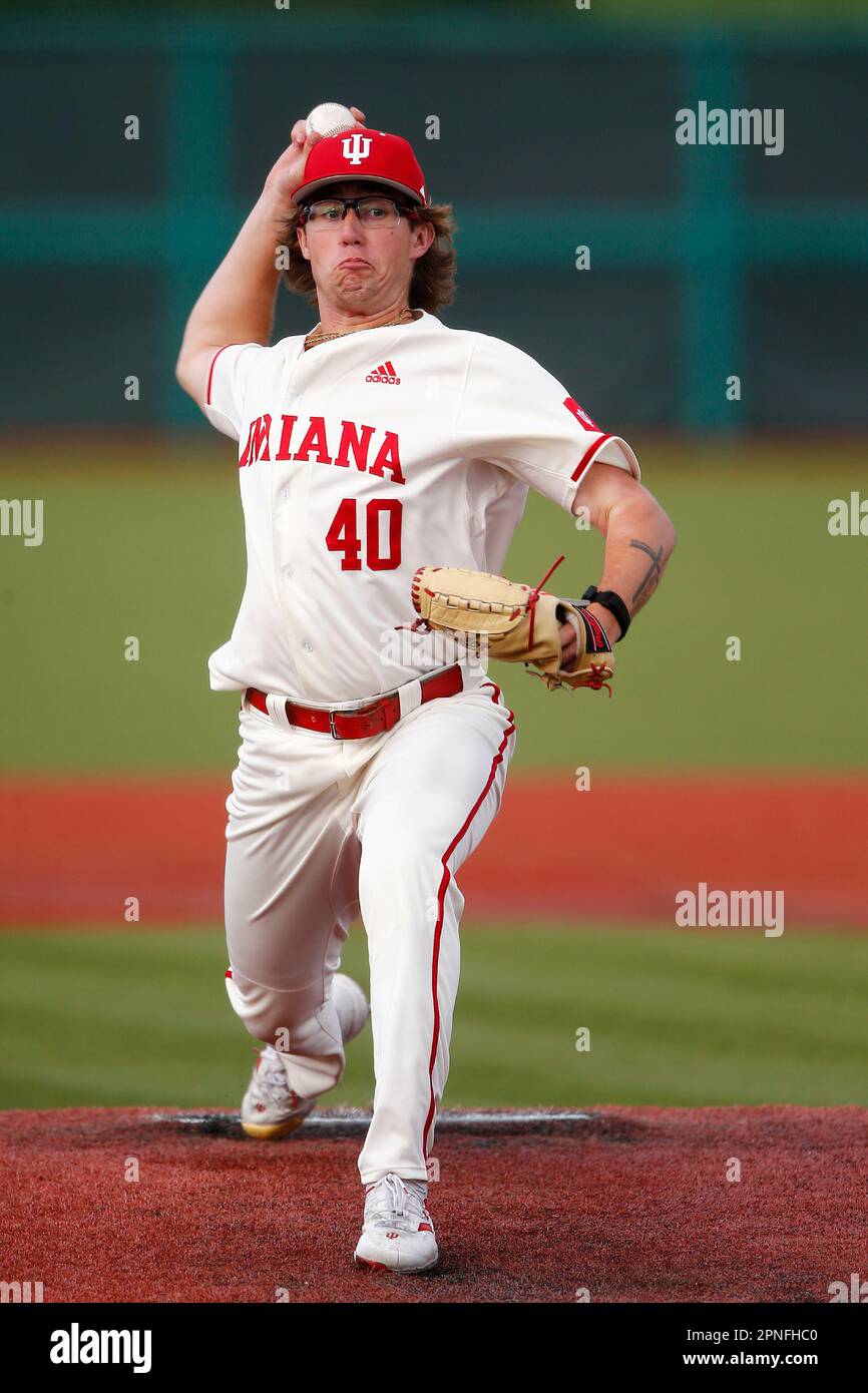 BLOOMINGTON, IN - APRIL 18: Indiana pitcher Ethan Phillips (40) brings ...
