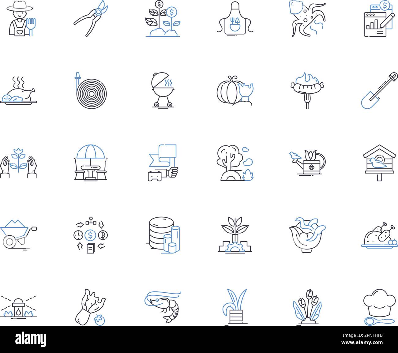 Meat factory line icons collection. Slaughterhouse, Butchery ...
