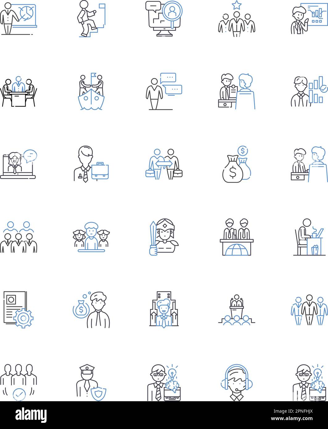 Workload Management Line Icons Collection Prioritization Delegation Deadlines Multitasking