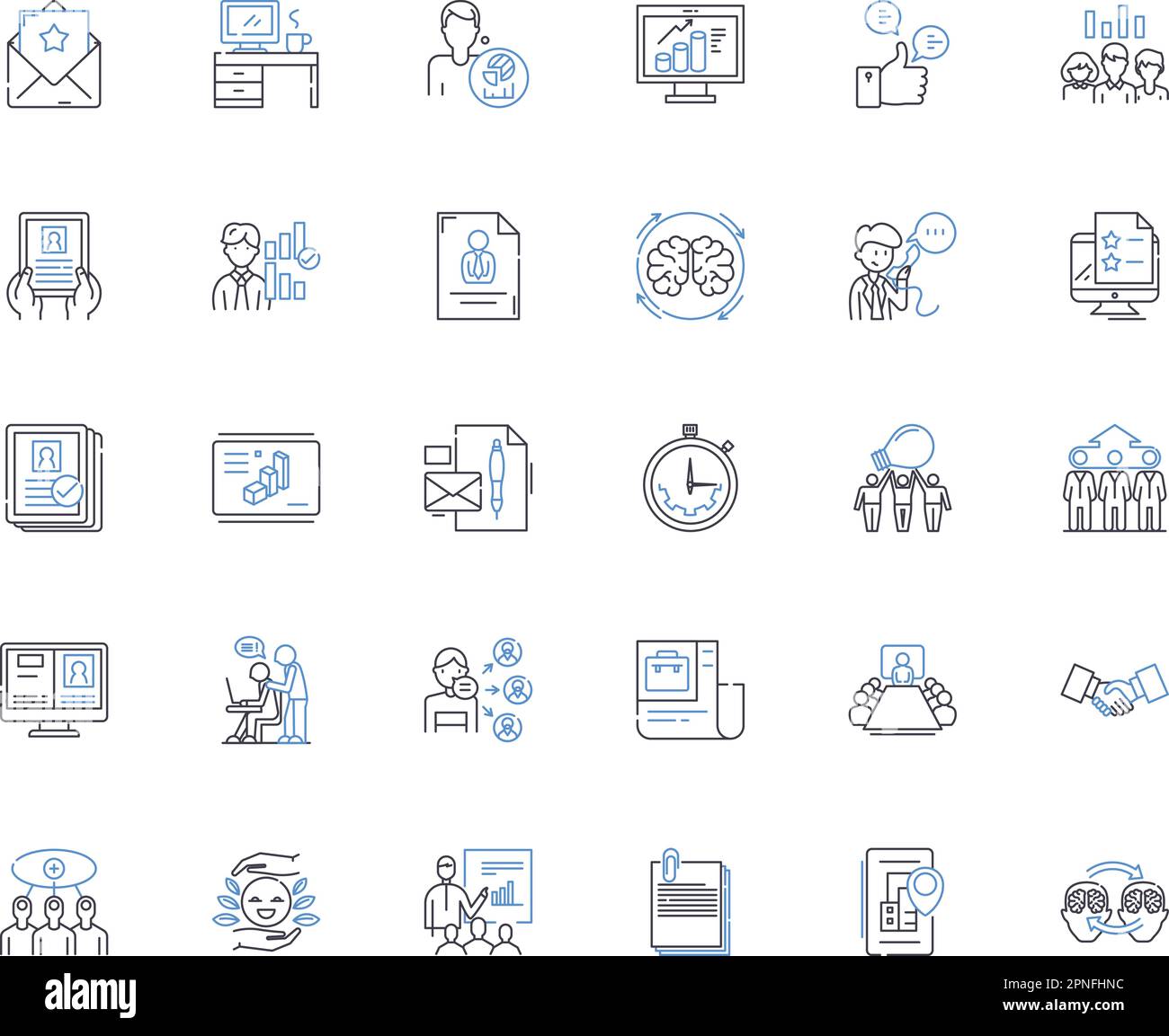 Professional Collaboration Line Icons Collection Synergy Teamwork Partnership Coordination