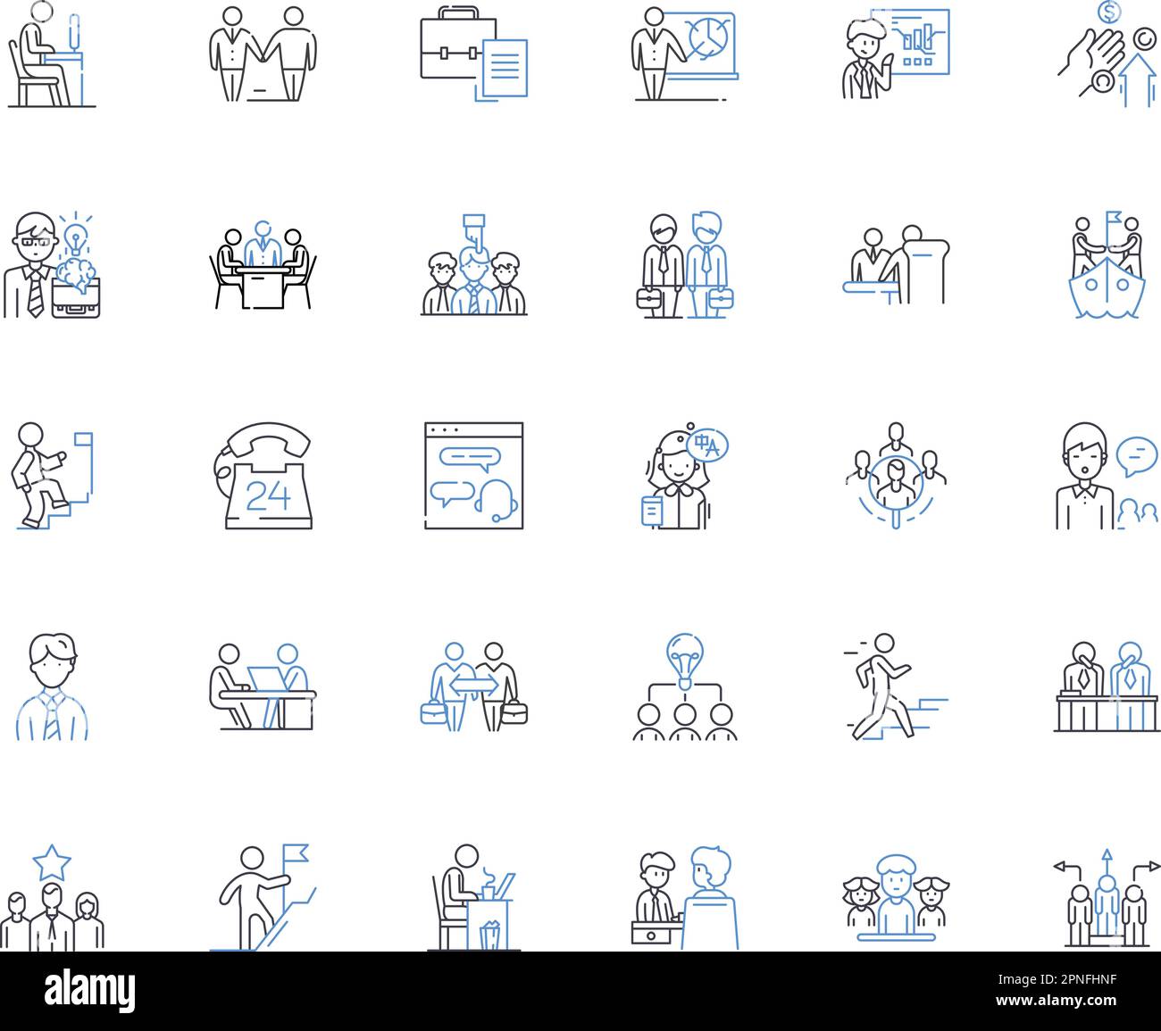 Employment trade line icons collection. Nerking, Job search, Resume, Interview, Skills ...