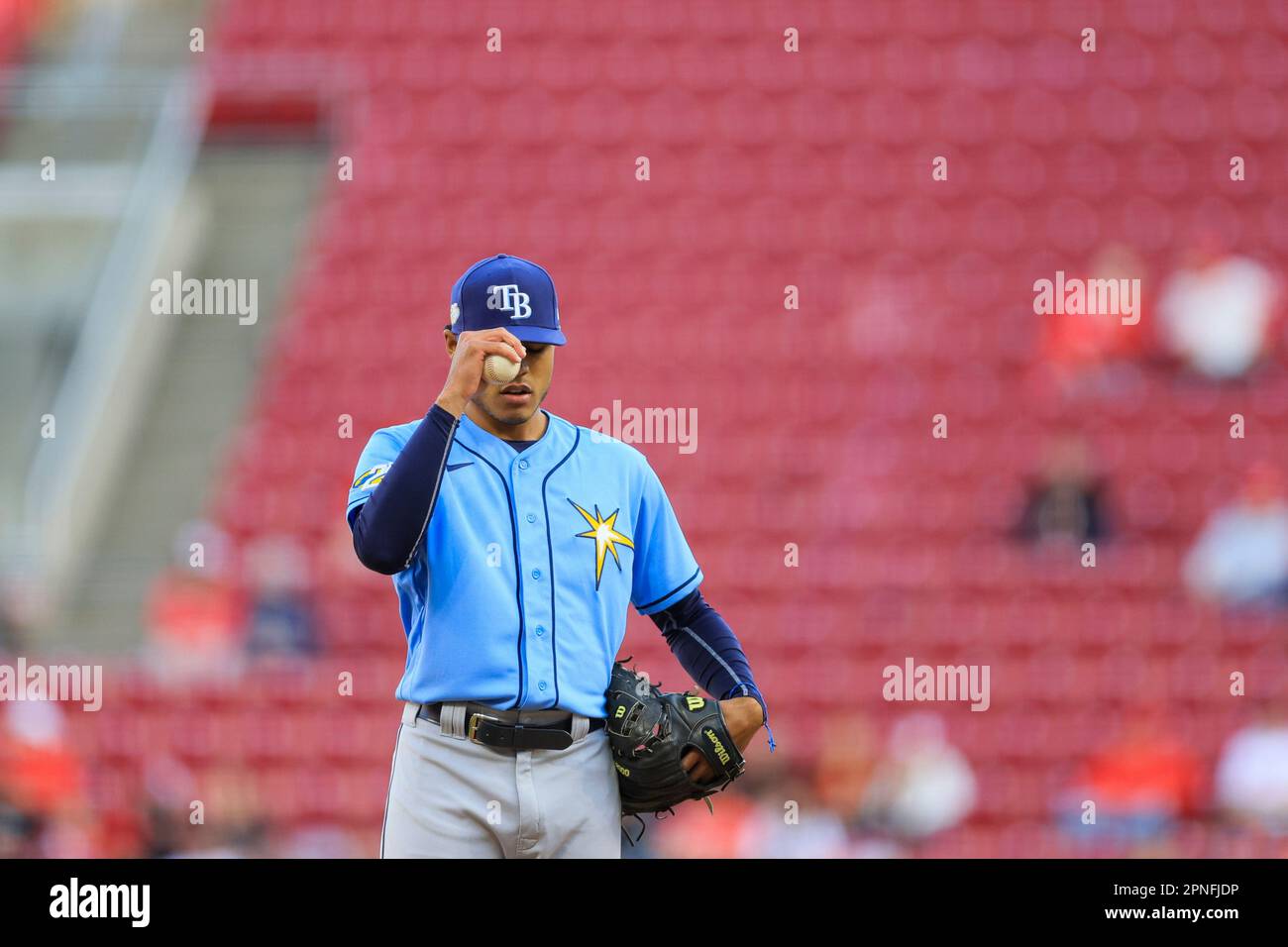 Tampa Bay Rays' Taj Bradley prepares to throw during a baseball game ...