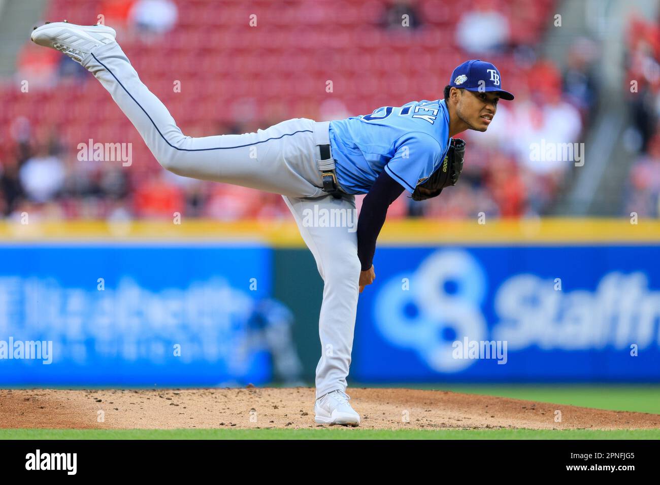 Tampa Bay Rays' Taj Bradley throws during a baseball game against the ...