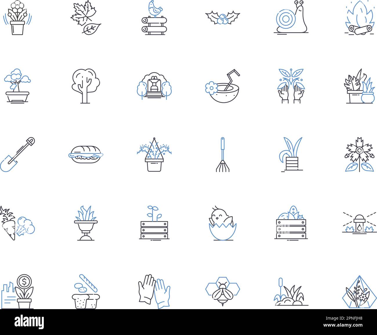 Horticulture area line icons collection. otany, flowers, plants ...