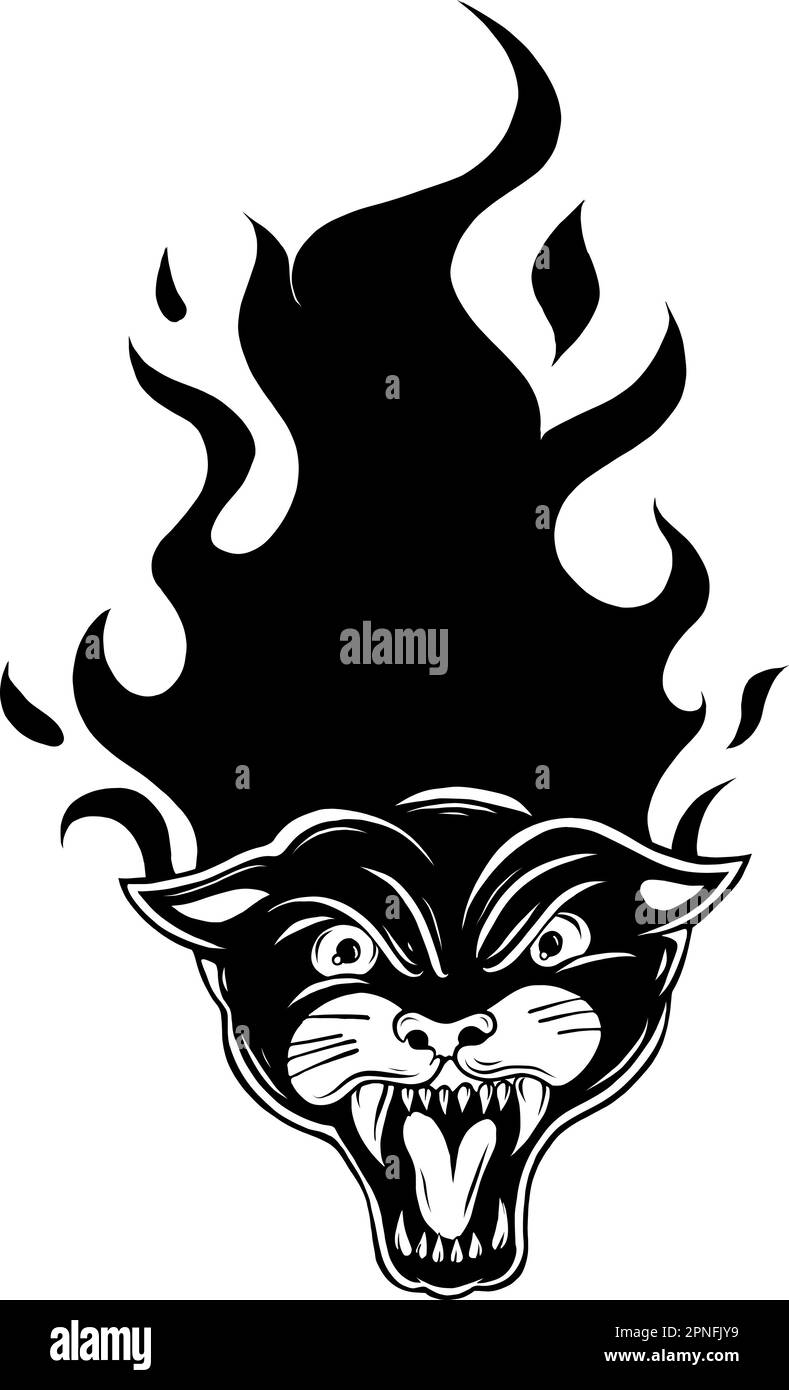 Monochrome ferocious panther head in vintage style isolated vector ... Monochrome ferocious panther head in vintage style isolated vector ...