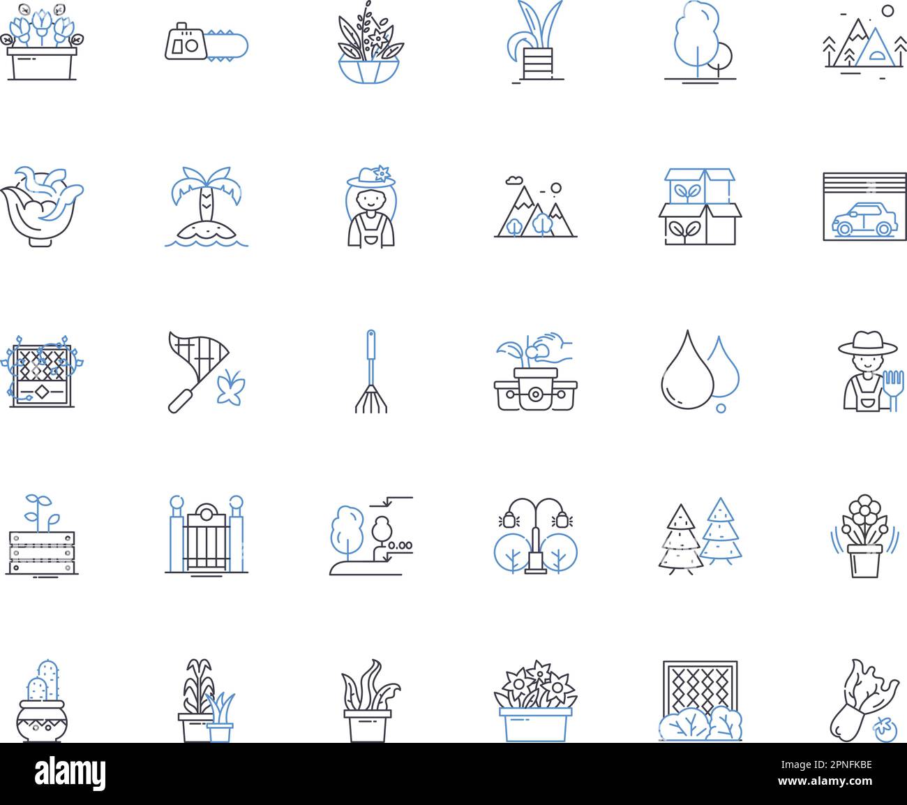 Orchard line icons collection. Fruitful, Harvest, Blossom, Pruning ...