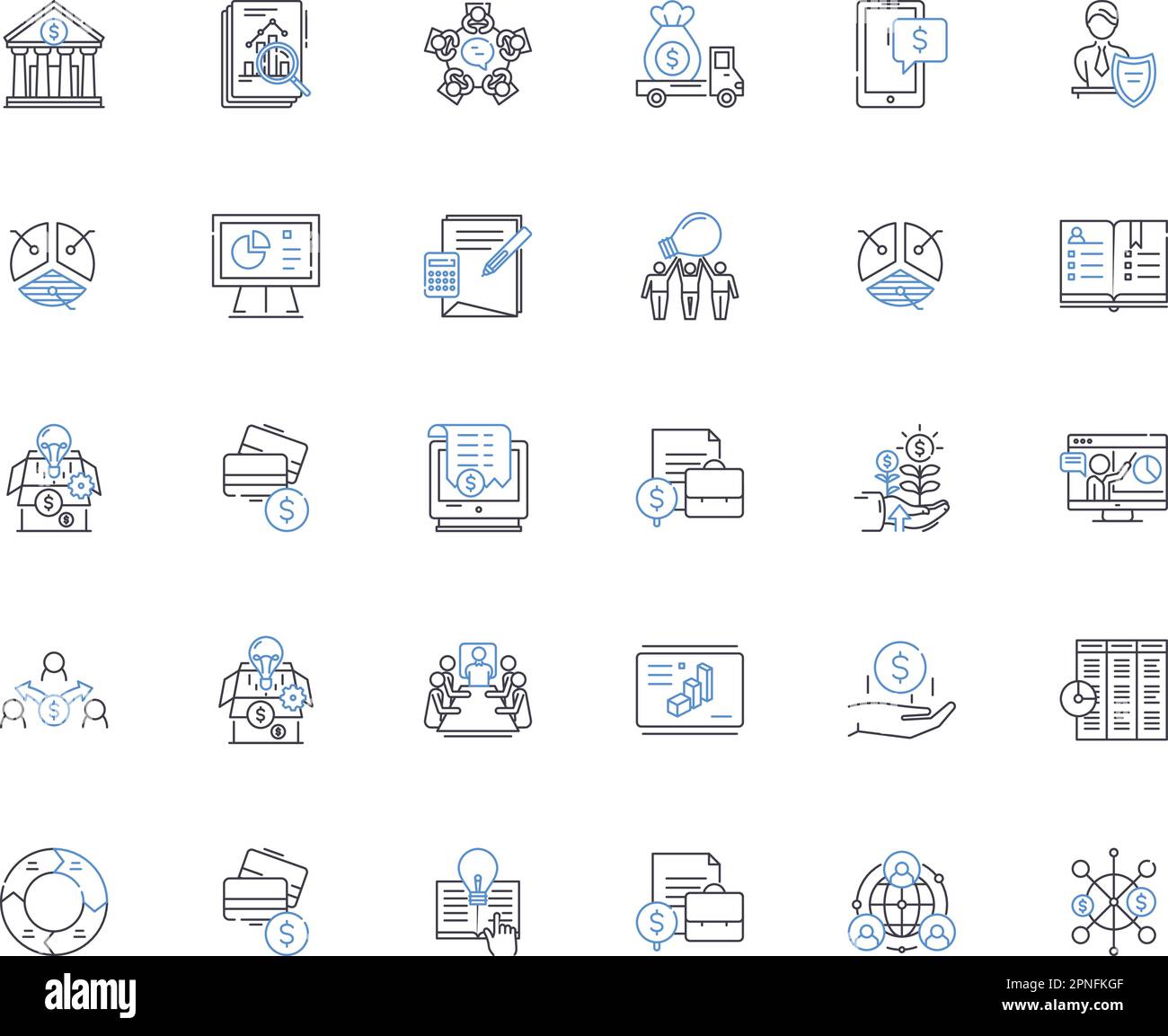Financial control line icons collection. Budgeting, Savings, Investing ...