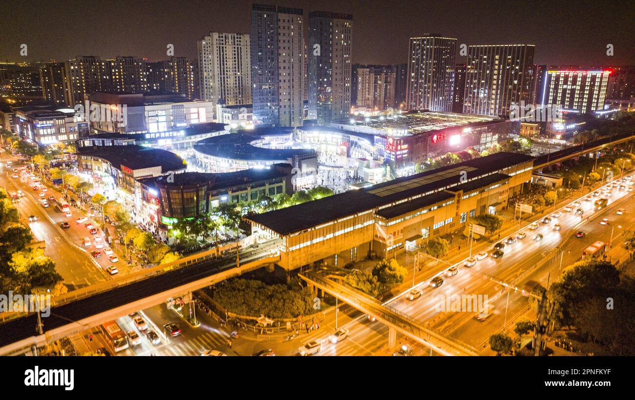 Aerial photo shows people shopping in the largest night market in ...