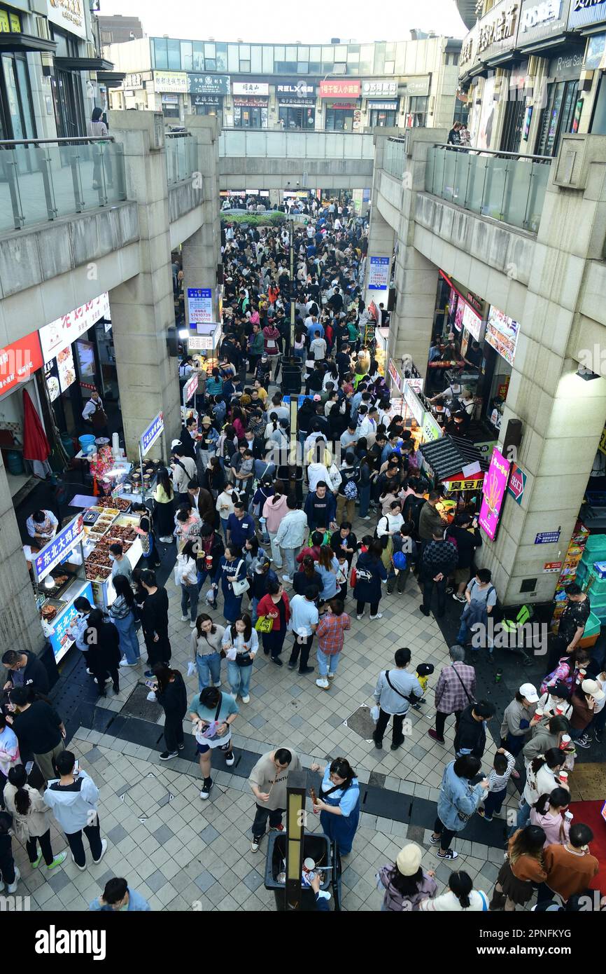 Aerial photo shows people shopping in the largest night market in ...