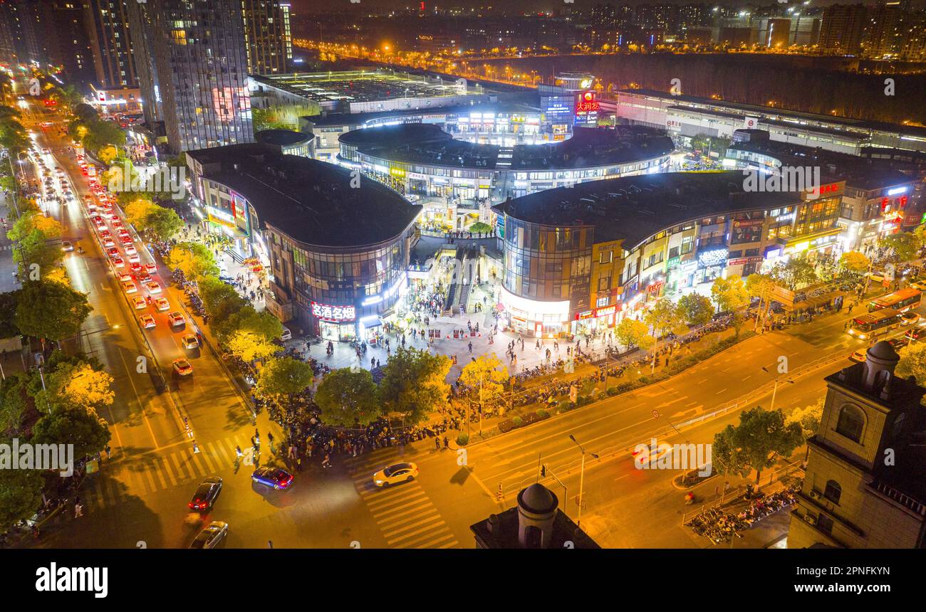 Aerial photo shows people shopping in the largest night market in ...