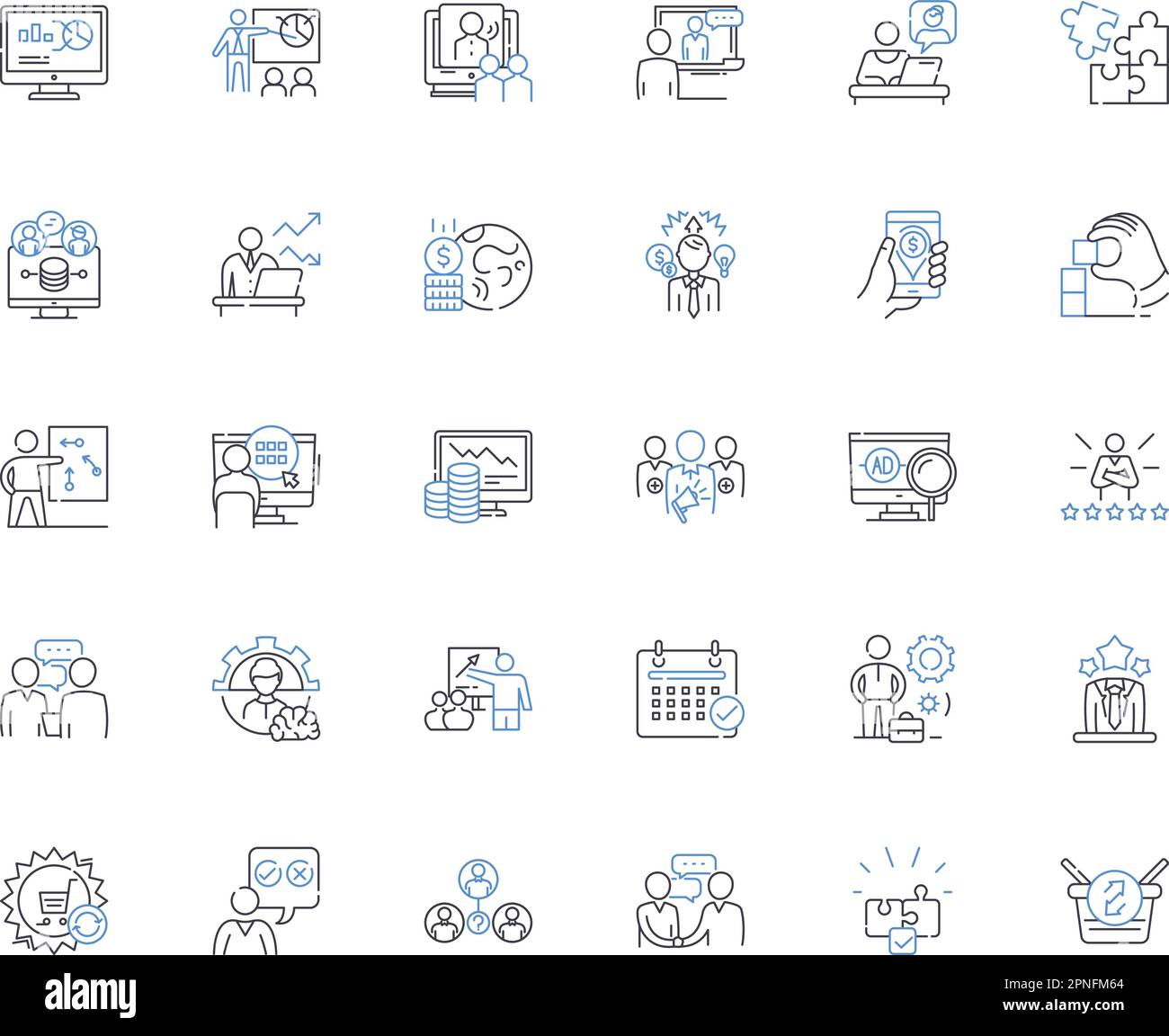Team leadership line icons collection. Strategy, Communication ...