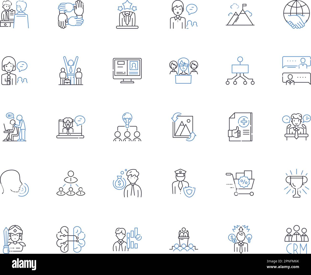 Organizational behavior line icons collection. Motivation ...