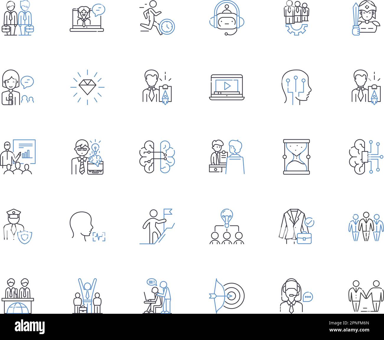 Work evolution line icons collection. Automation, Modernization ...