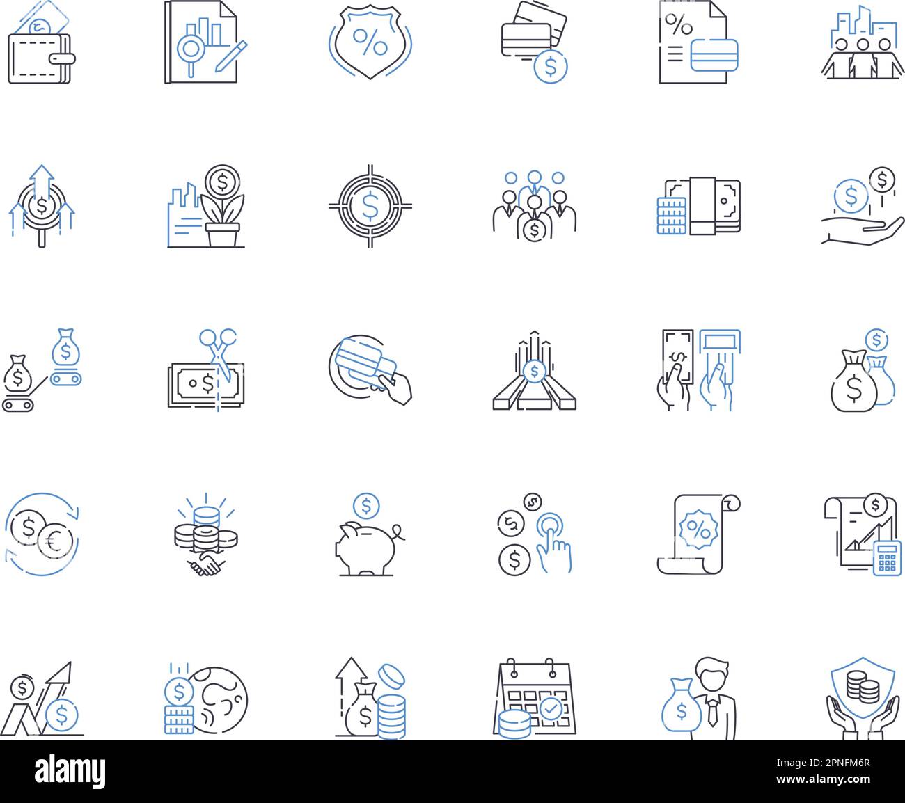 Financial contribution line icons collection. Investment, Donation, Fundraising, Sponsorship ...