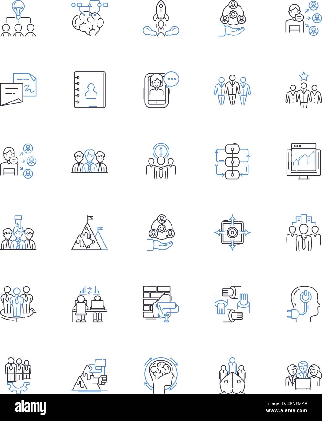 Partnership Emblems Line Icons Collection Unity Collaboration Alliance Bond Trust Support