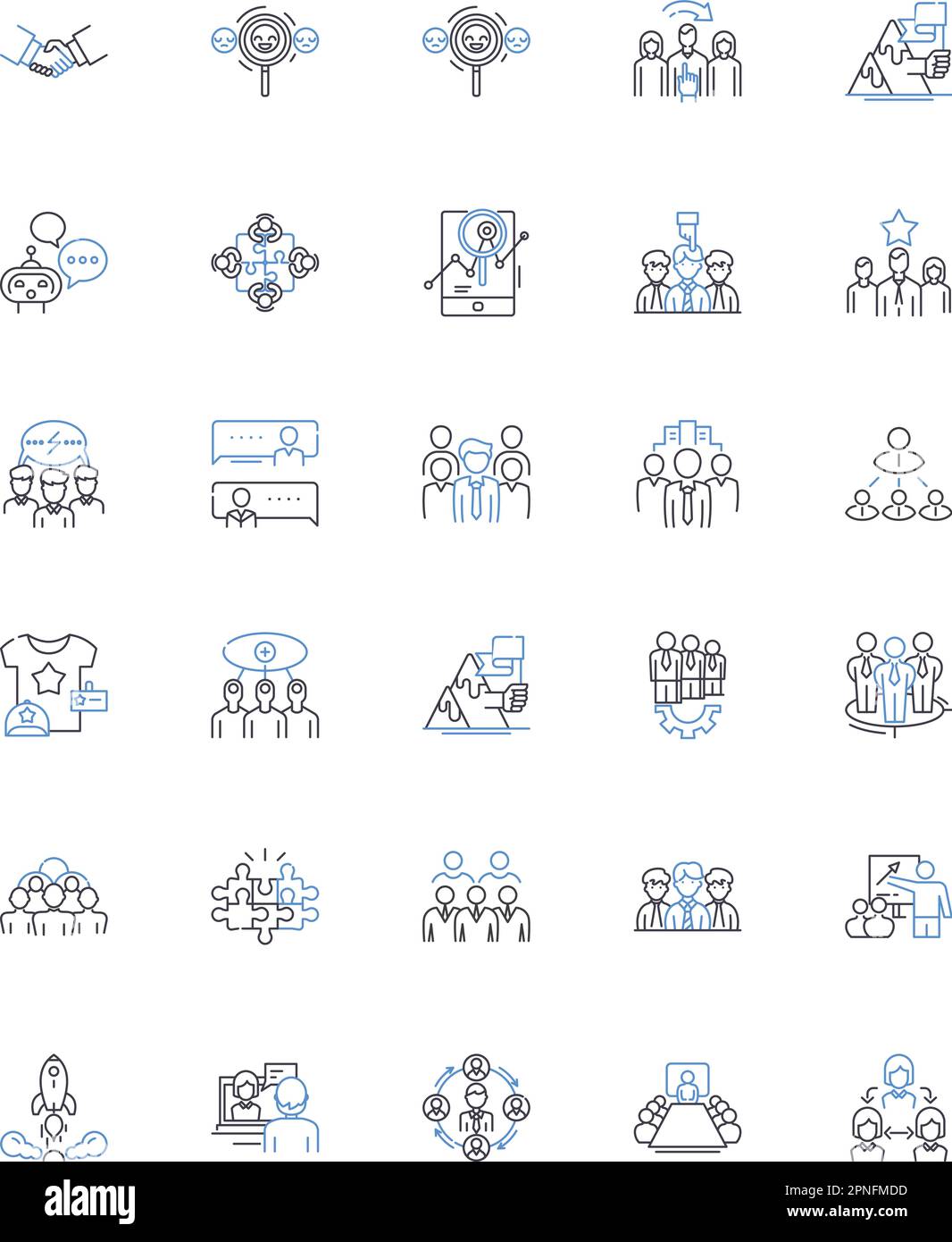 Joint effort line icons collection. ollaboration, teamwork, cooperation ...