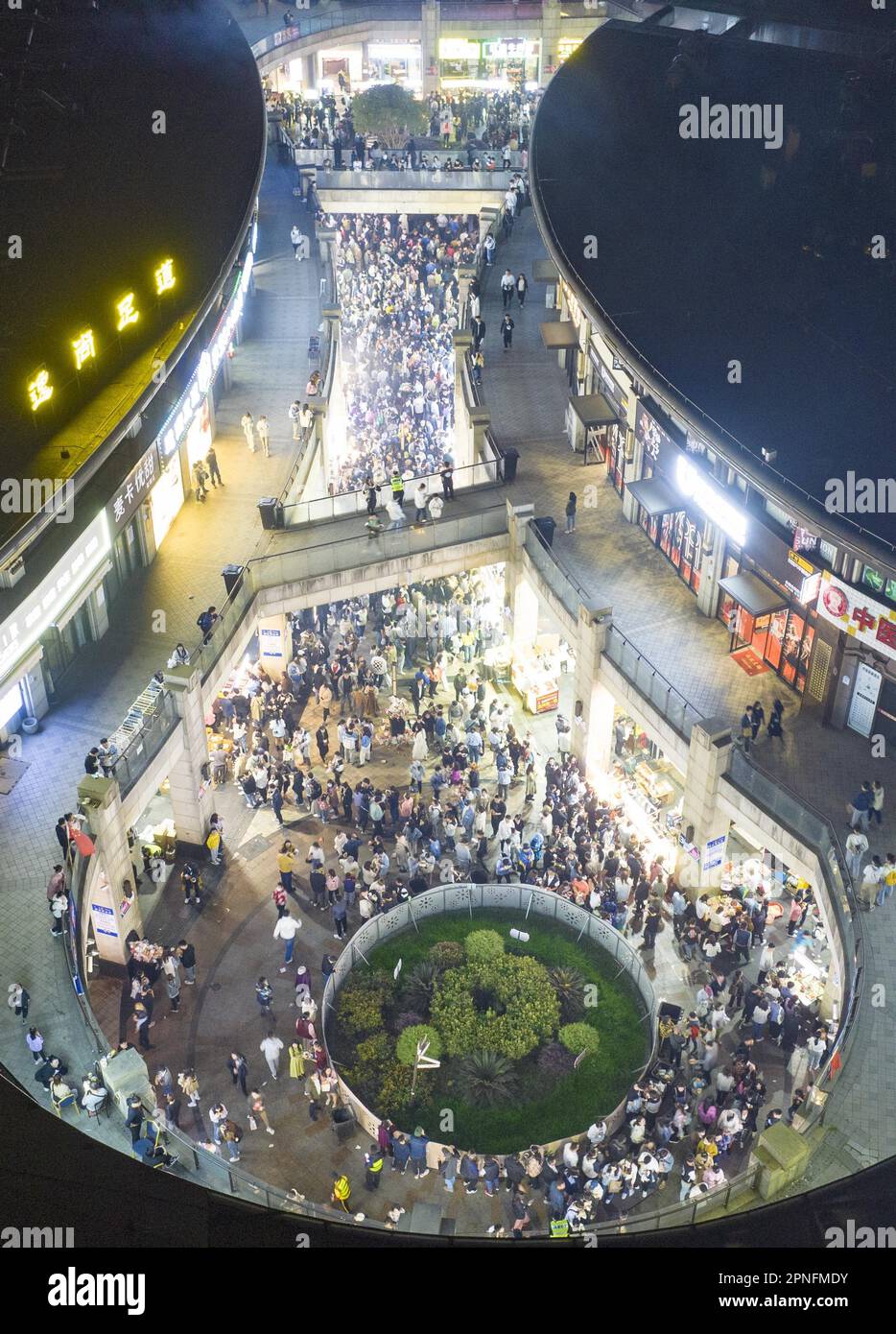 Aerial photo shows people shopping in the largest night market in ...