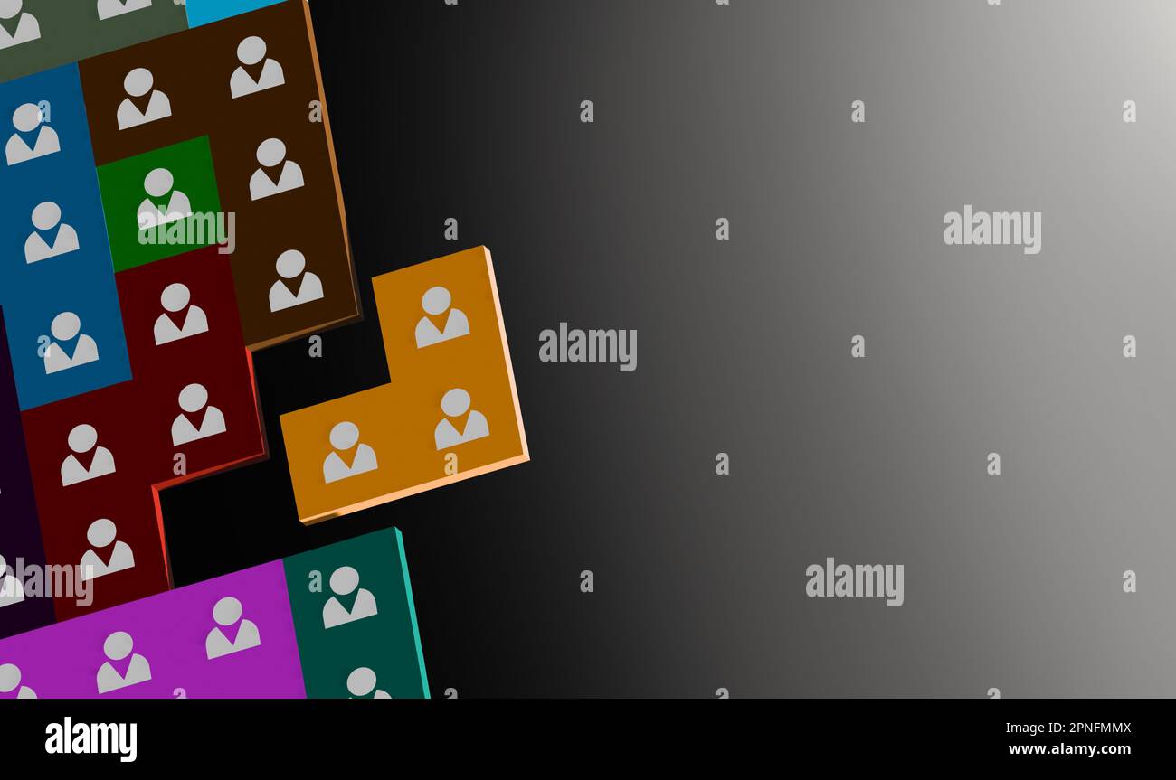 Puzzle blocks, jigsaw, with people icons. HR and HRM concept, Human ...