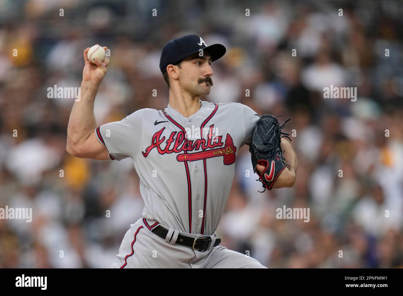 Atlanta Braves starting pitcher Spencer Strider works against a San ...