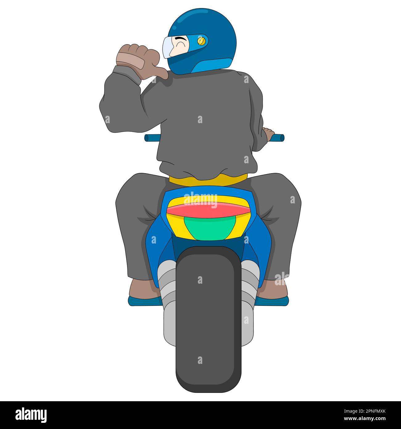 Rear view riding motorcycle Stock Vector Images - Alamy