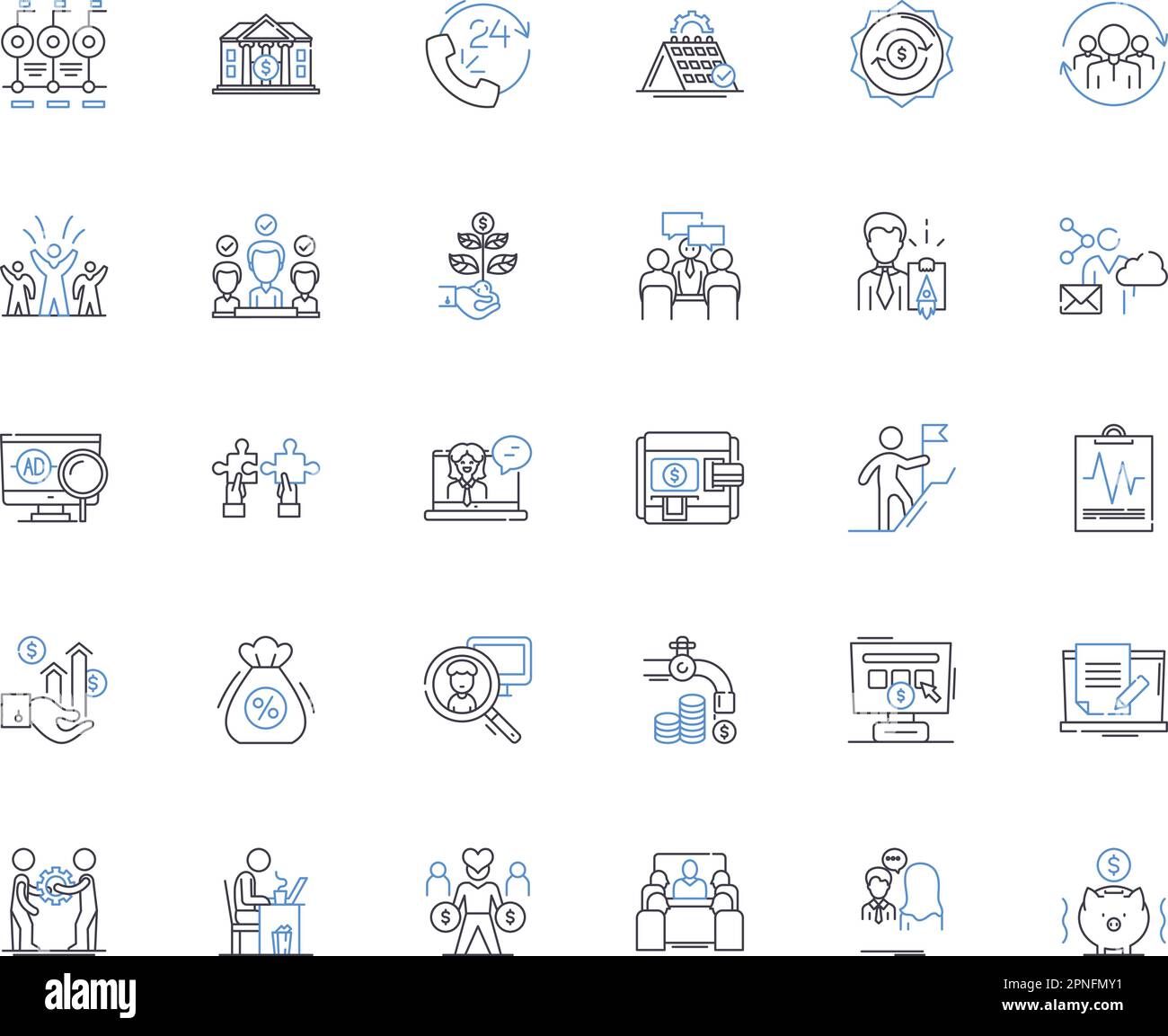 Worker development line icons collection. Training, Coaching, Mentoring, Skill-building, Growth ...