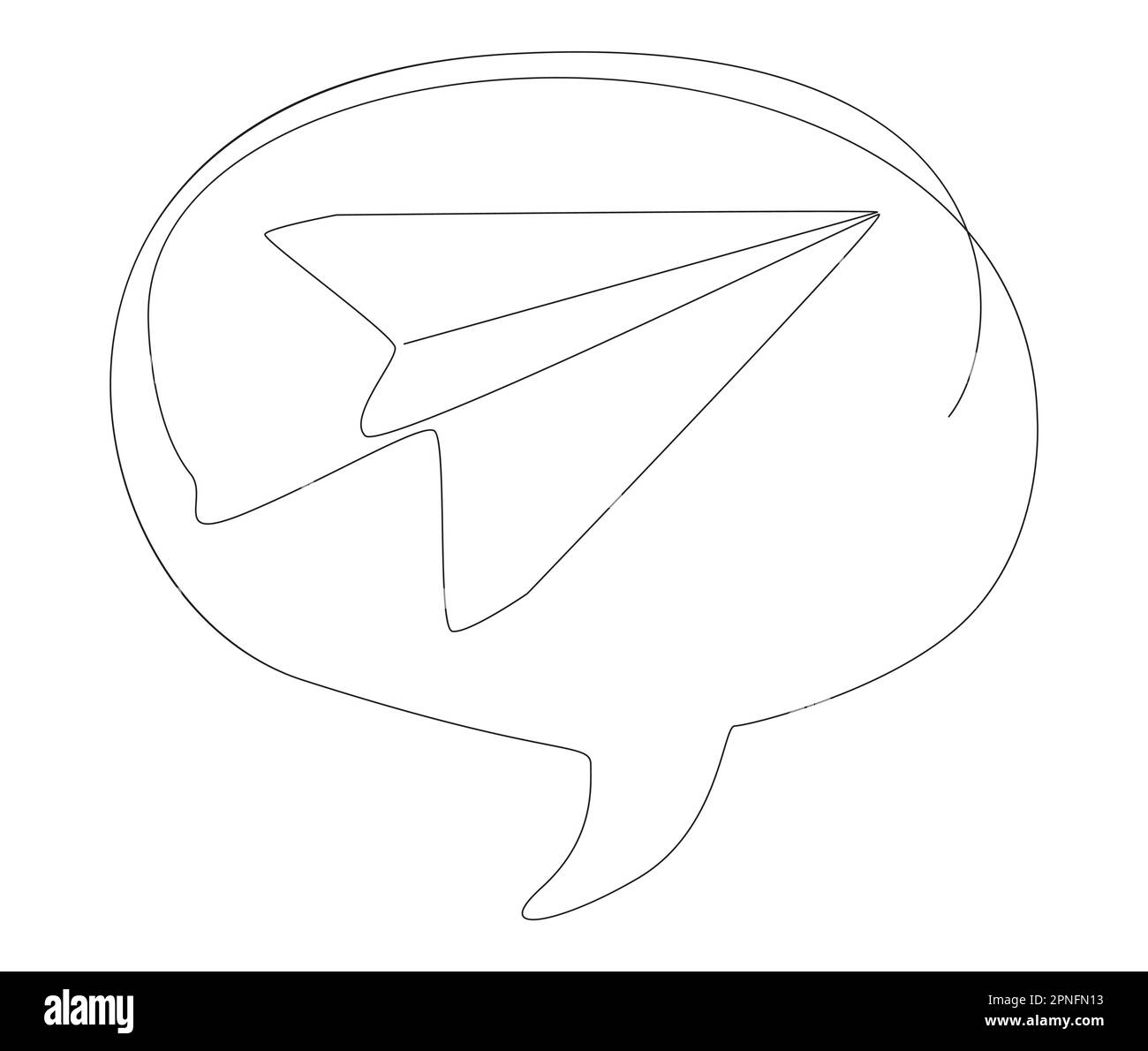 One Continuous Line Of Speech Bubble With Paper Airplane Thin Line Illustration Vector Concept