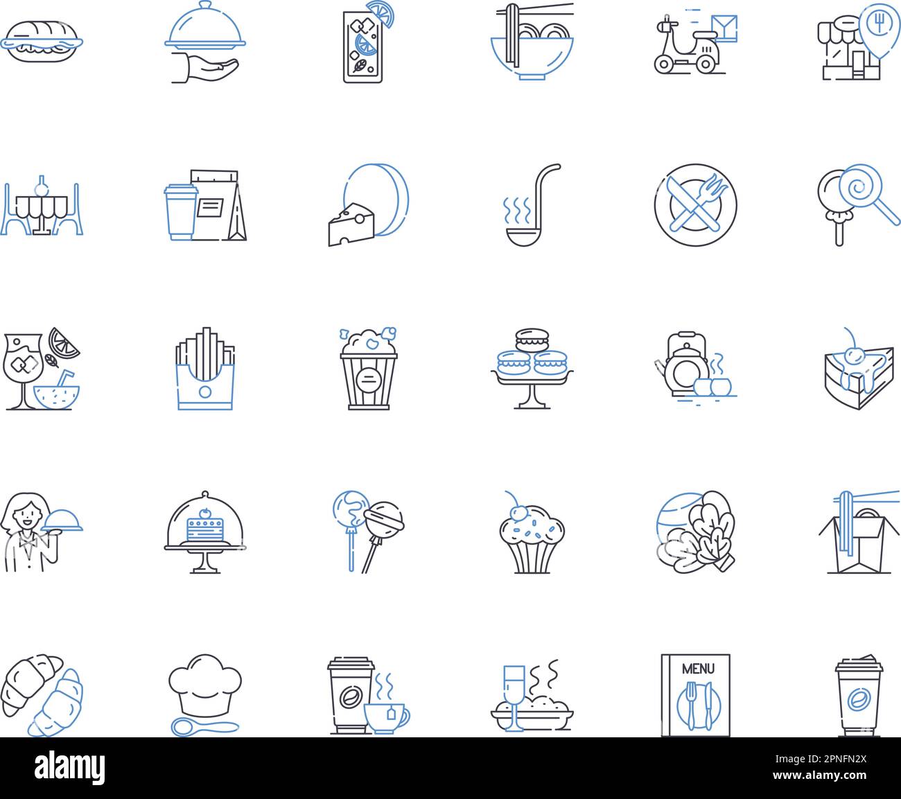 Fare Line Icons Collection Meal Food Menu Cuisine Dish Banquet Buffet Vector And Linear