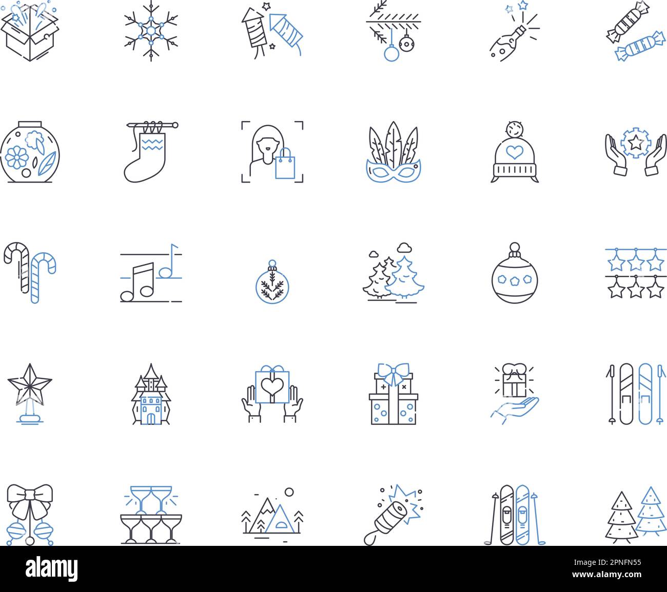 Blissful New Year line icons collection. Renewal, Celebratory, Festive ...