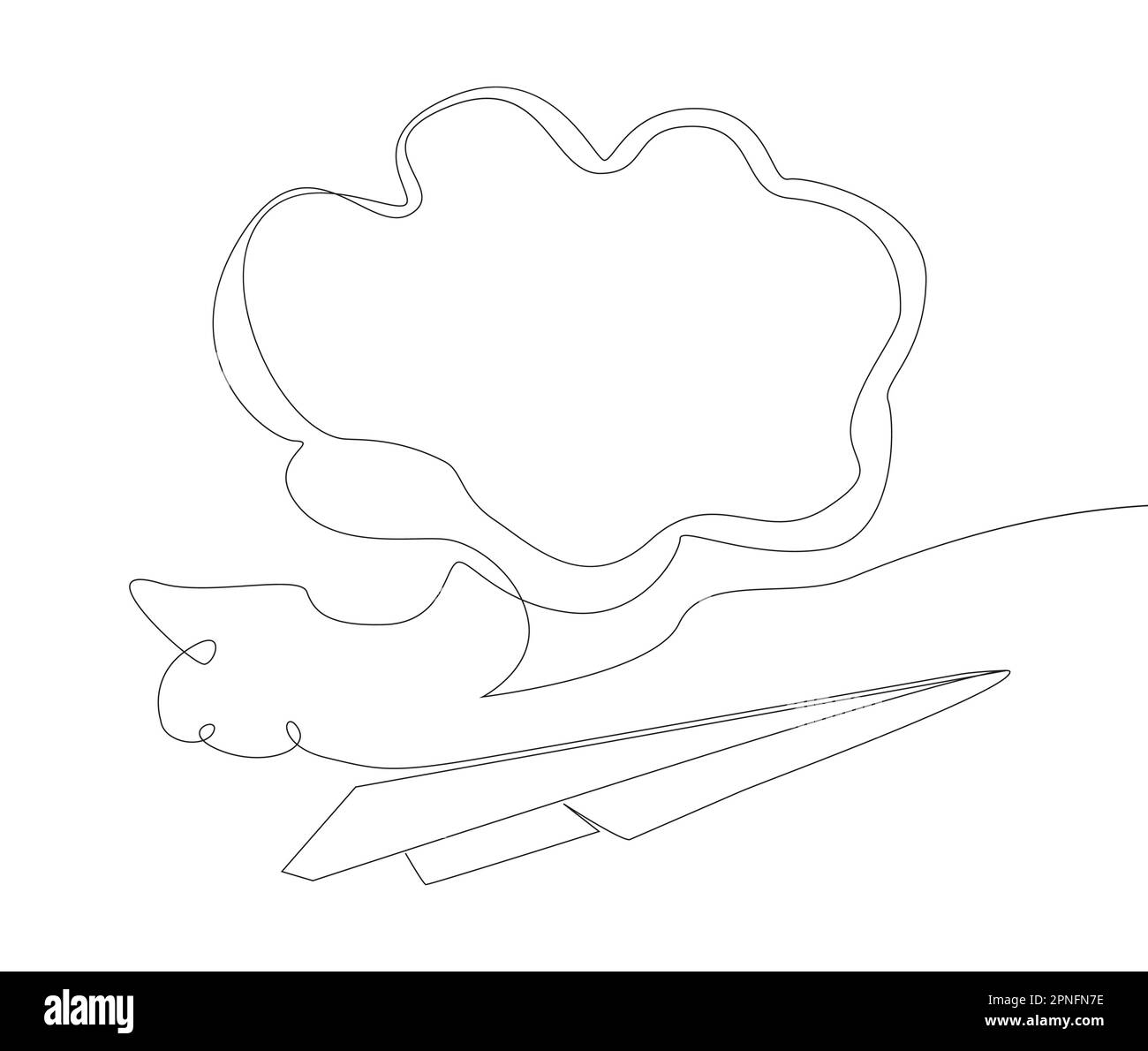 One Continuous Line Of Speech Bubble With Paper Airplane Thin Line Illustration Vector Concept