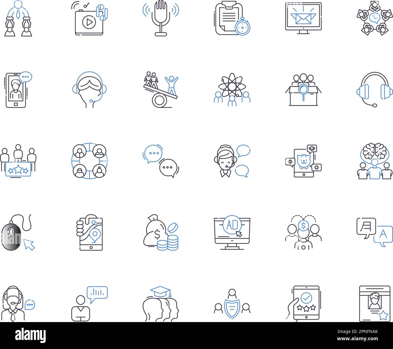 Trade organization line icons collection. Lobbying, Advocacy, Nerking ...