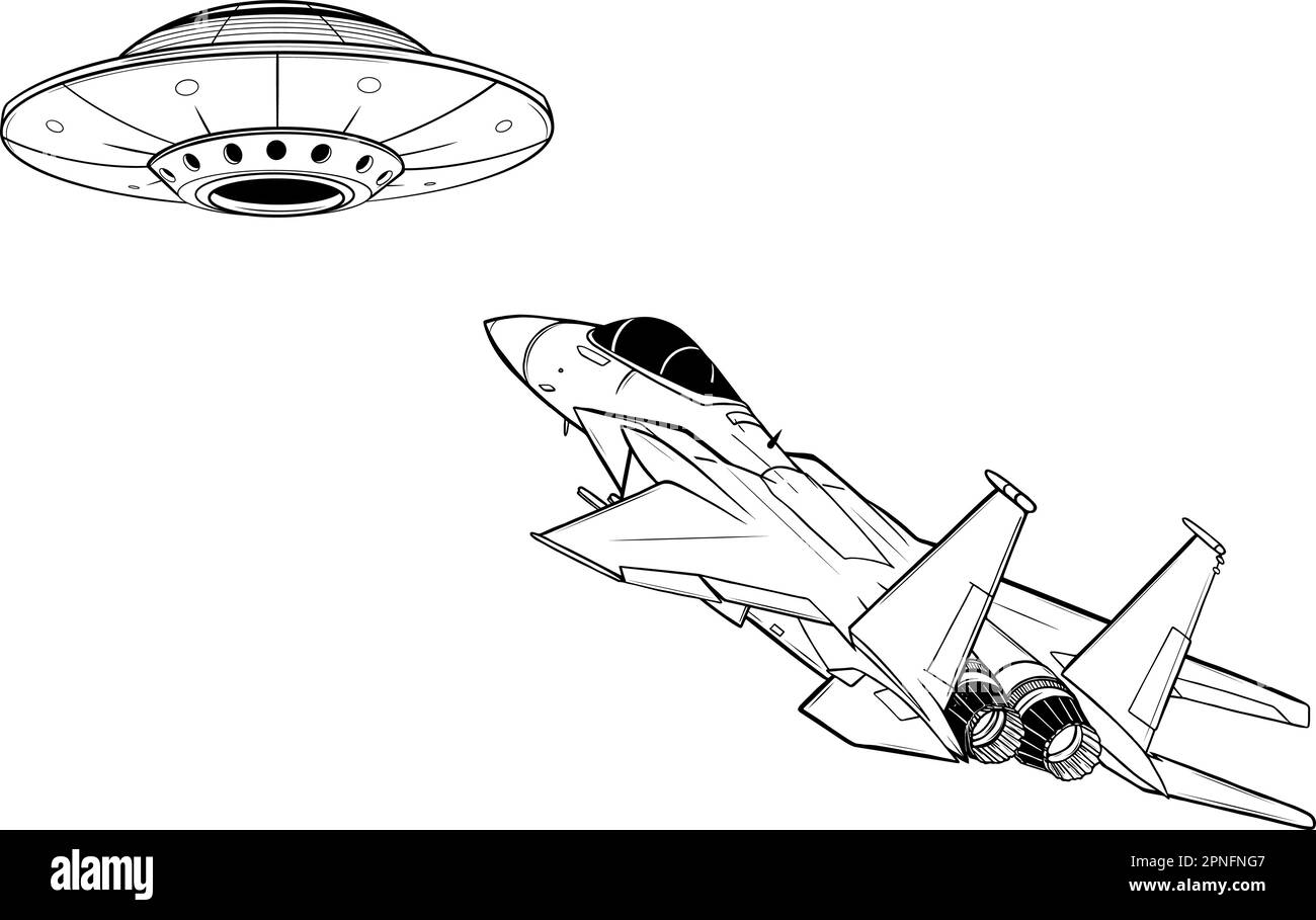 Vintage UFO spaceship concept in monochrome style isolated vector ...