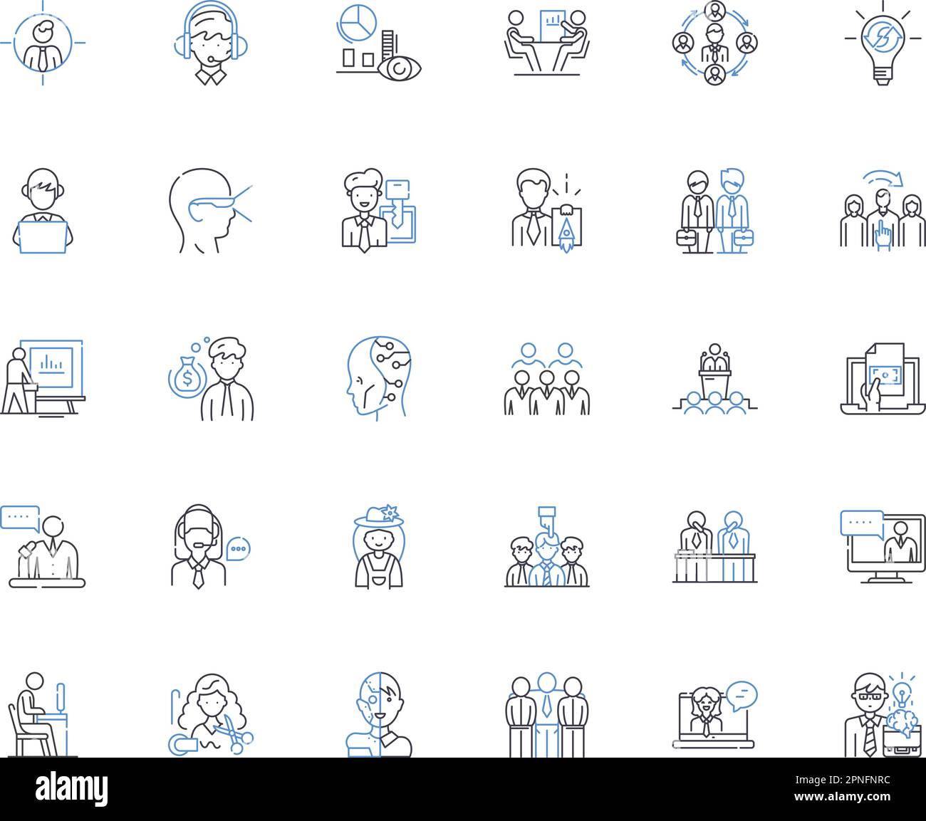 White-collar work line icons collection. Professional, Corporate ...