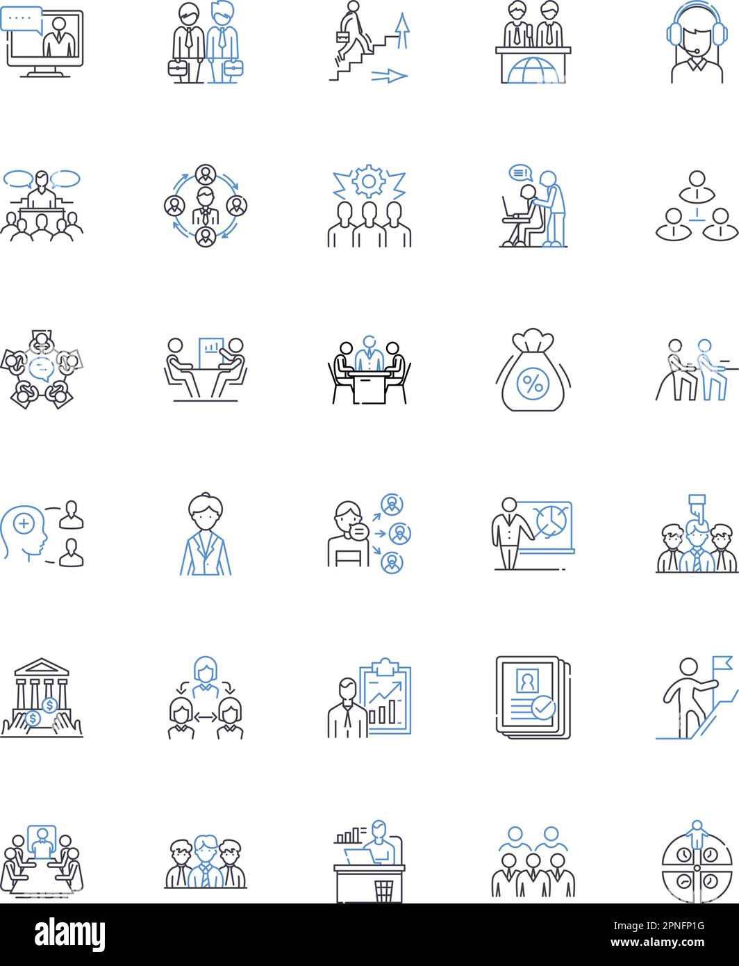 Resource Management Line Icons Collection Allocation Optimization