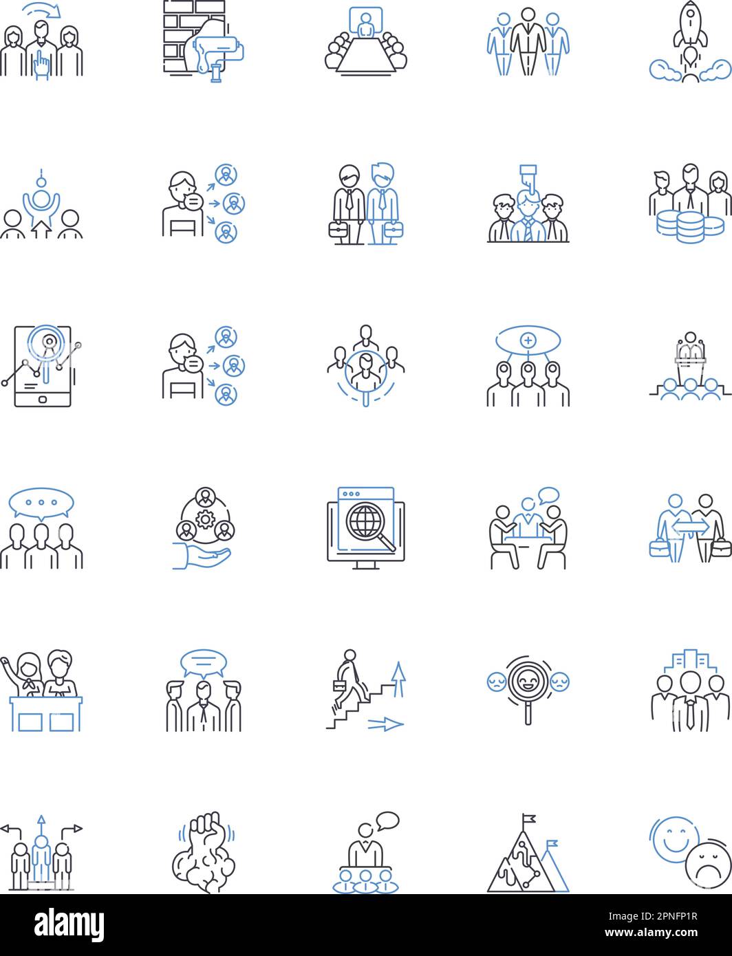 Cooperative Effort Line Icons Collection Collaboration Unity Synergy